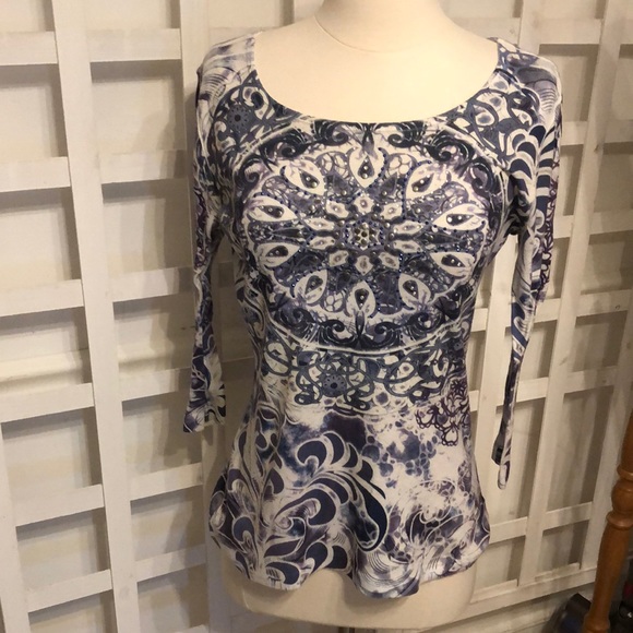 JM Collection | Tops | Jm Collection Jeweled Fleur De Lis Top | Poshmark